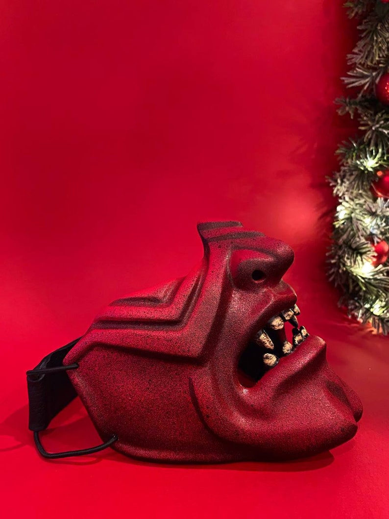 Samurai Half Mask: Red Mempo Mask Tsushima Red Half Face Mask - Etsy