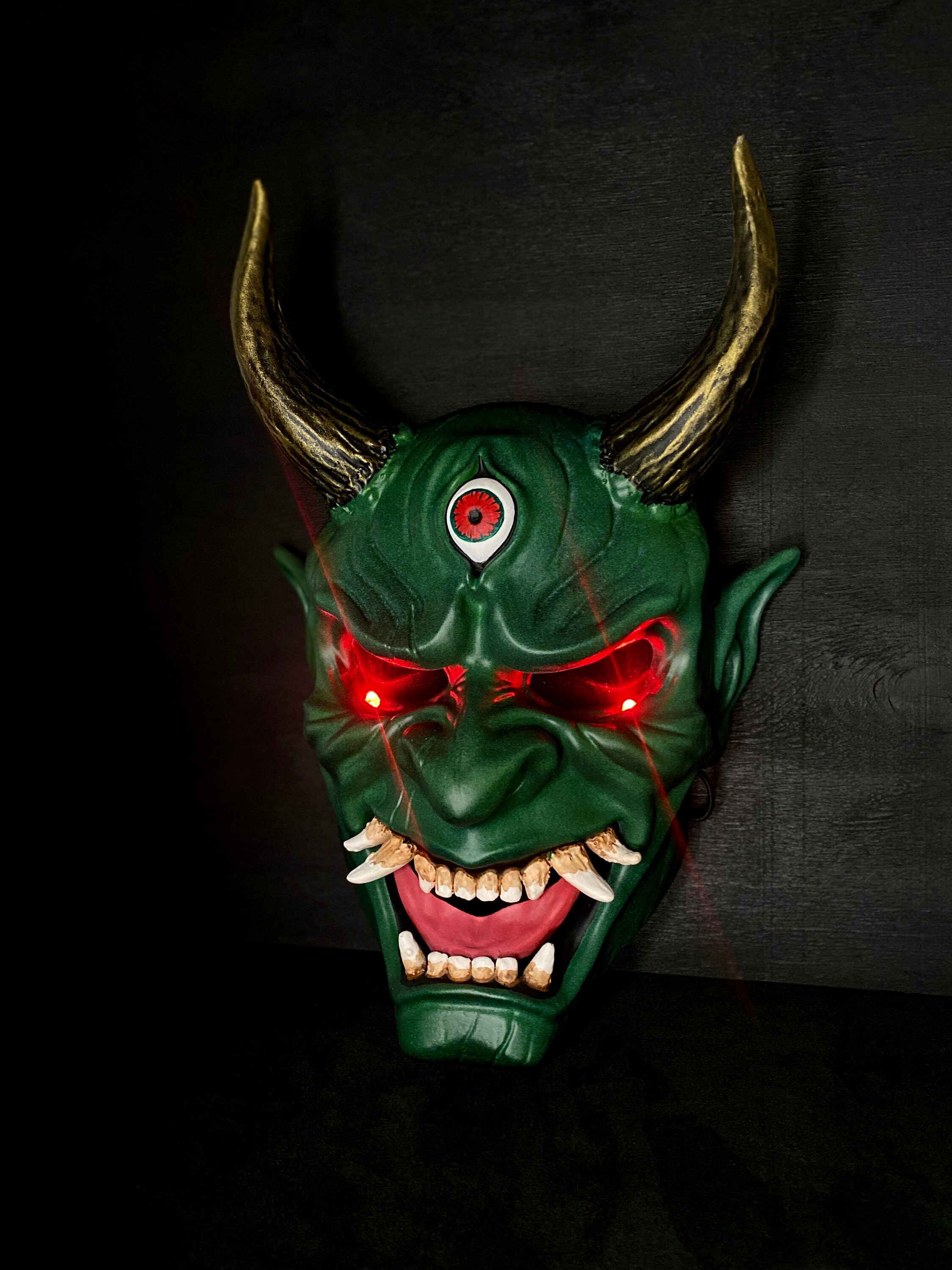 Japanese Oni Mask Wearable: Green and Red Demon Mask Green - Etsy