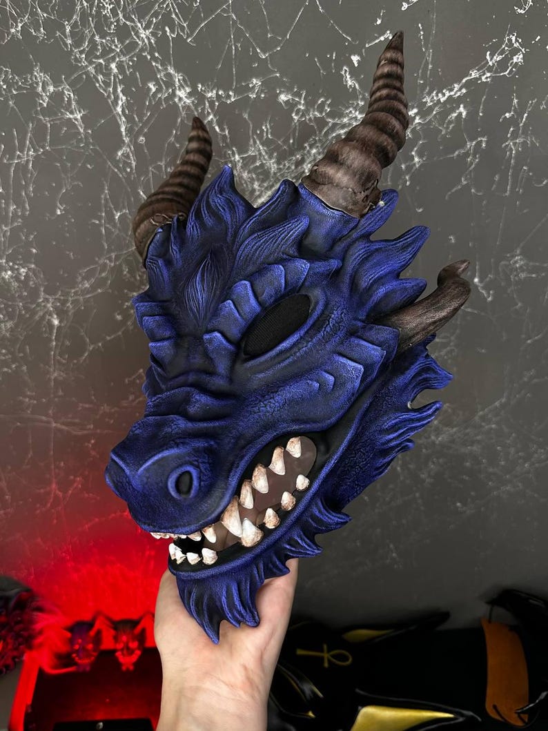 Wearable Blue Dragon Mask: Resin Halloween Costume - Etsy