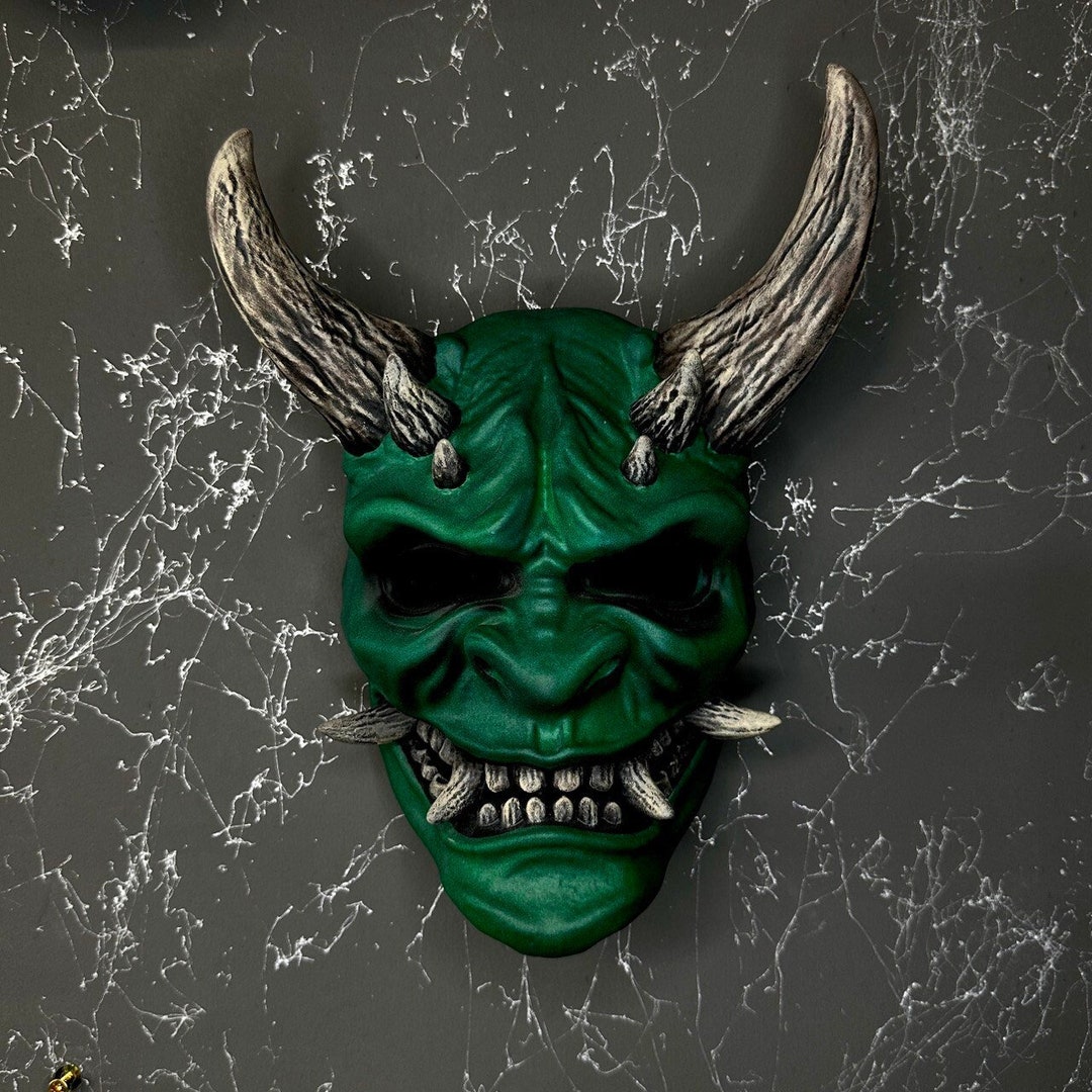 Japanese Oni Mask Wearable, Wall Decor Horror Oni Mask, Kabuki Mask ...