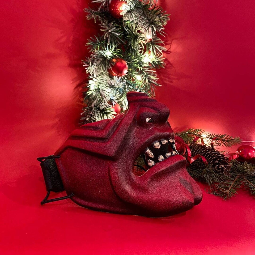 Samurai Half Mask: Red Mempo Mask Tsushima Red Half Face Mask - Etsy