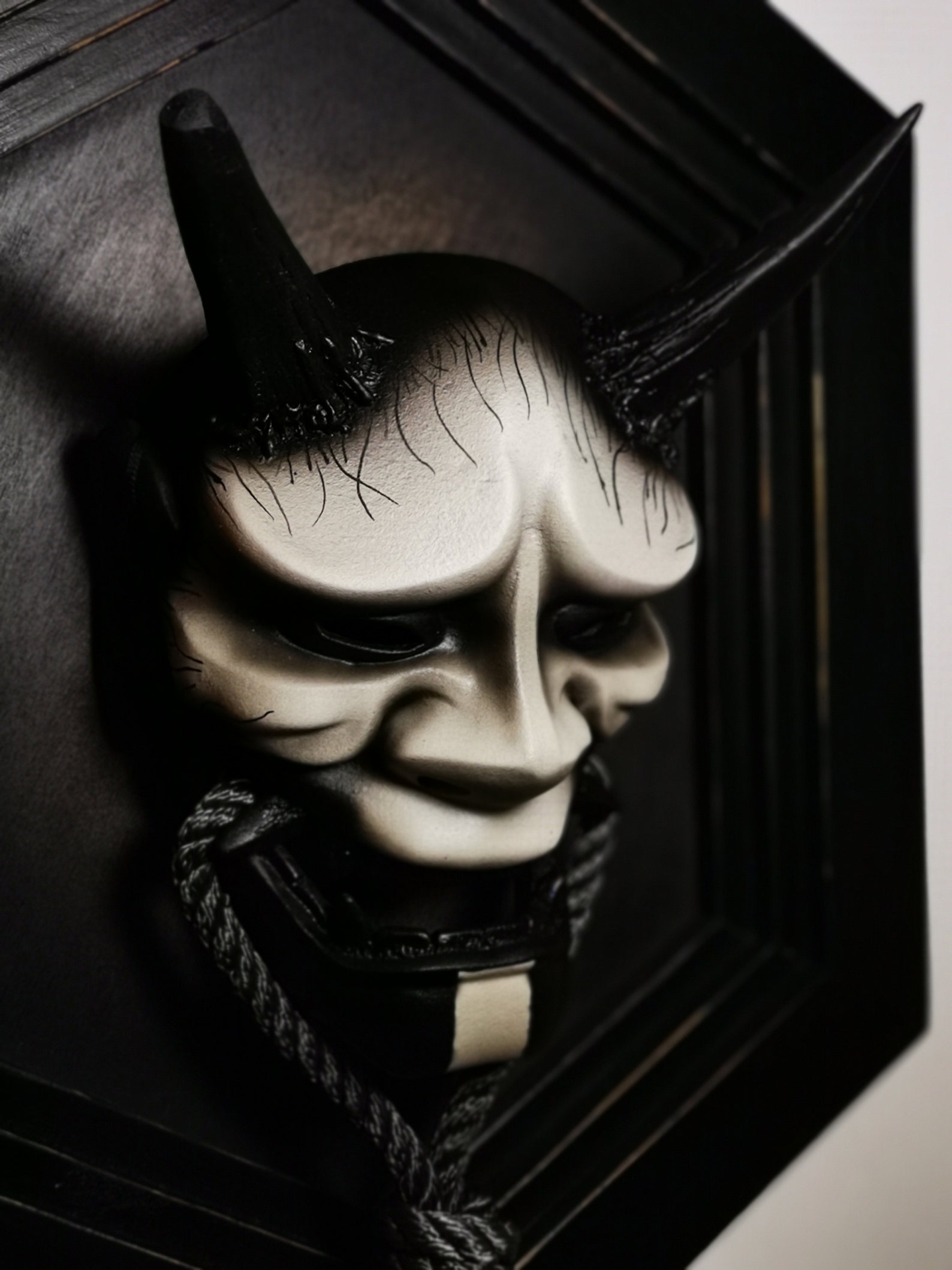 Japanese Hannya Mask: Black&white Made to ORDER Samurai - Etsy