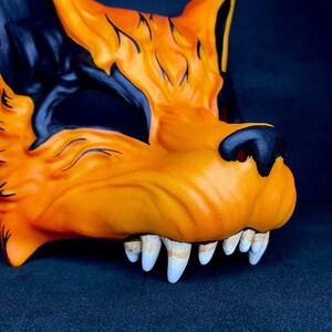 Kitsune Half Mask, Japanese Fox Half Mask, Orange Fox Mask, the Nine ...