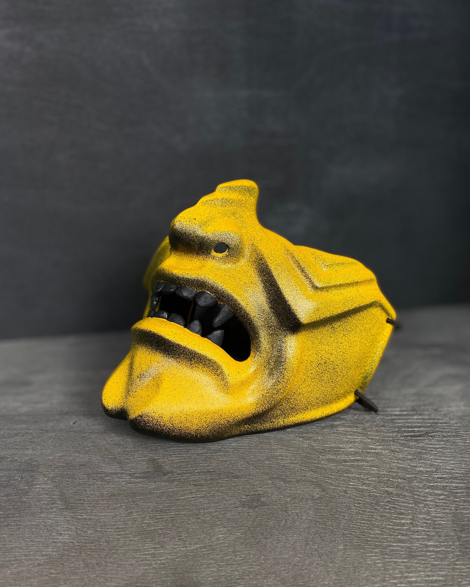 Mempo Mask, Yellow Oni Mask Japanese Menpo Mask, Samurai Mask Cosplay ...