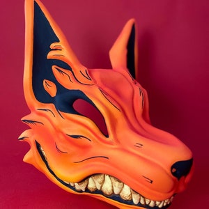 Kitsune Mask, Orange Japanese Fox Mask, the Nine Tail Fox, Anime Mask ...