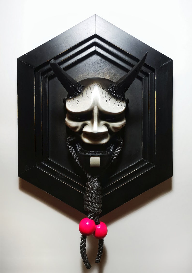 Japanese Hannya Mask: Black&white Made to ORDER Samurai - Etsy