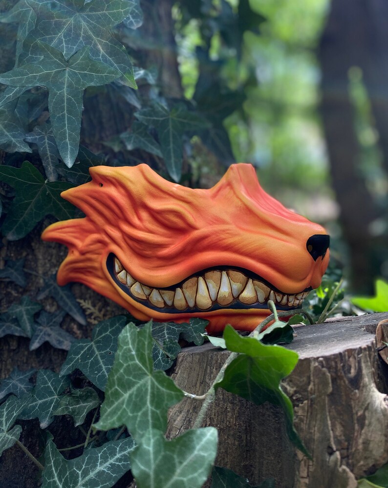 Kitsune Half Mask Wearable Oni Wolf Mask Anime Cosplay Fox - Etsy