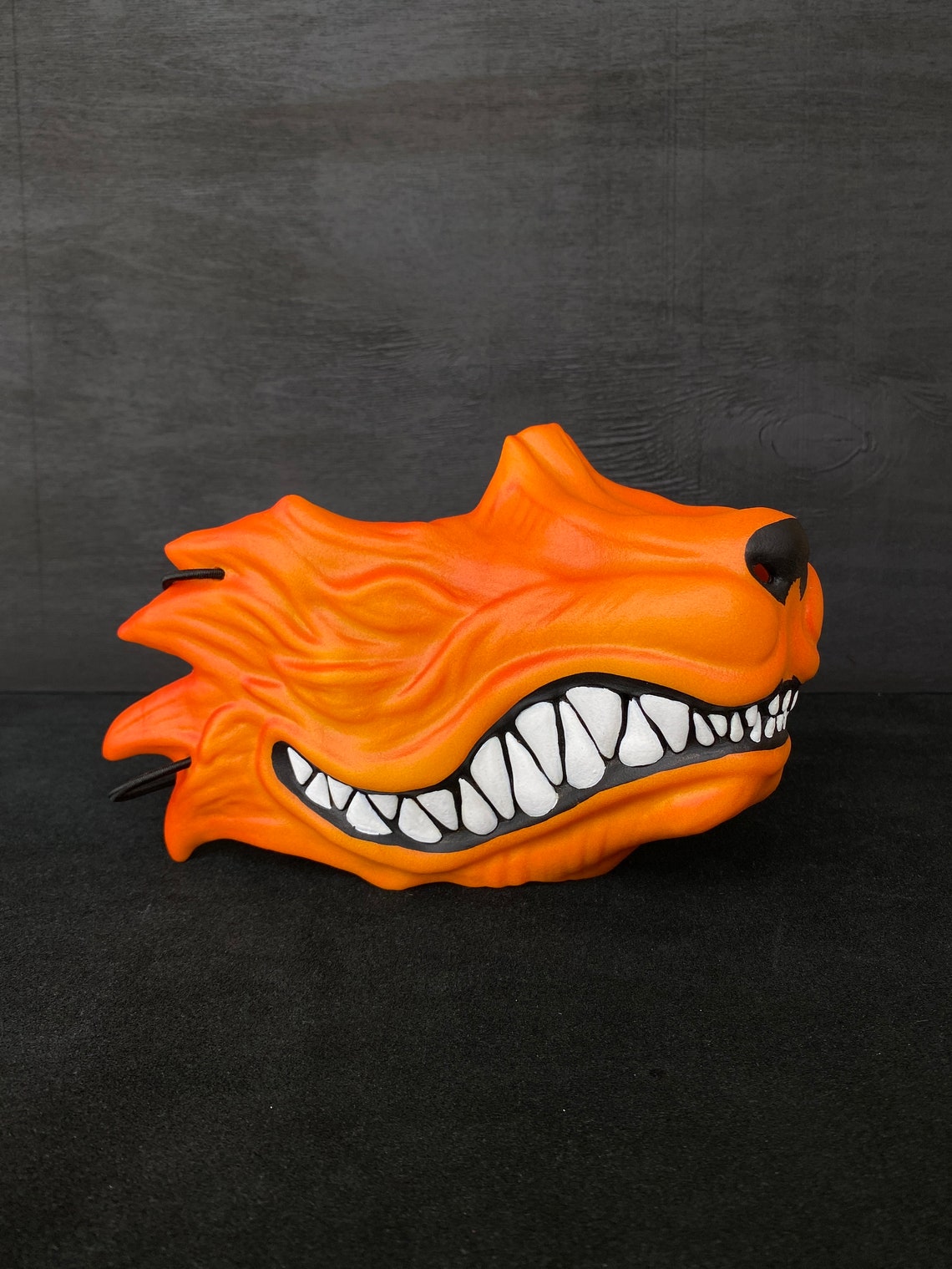 Kitsune Half Mask Wearable White Teeth Oni Wolf Mask Anime - Etsy