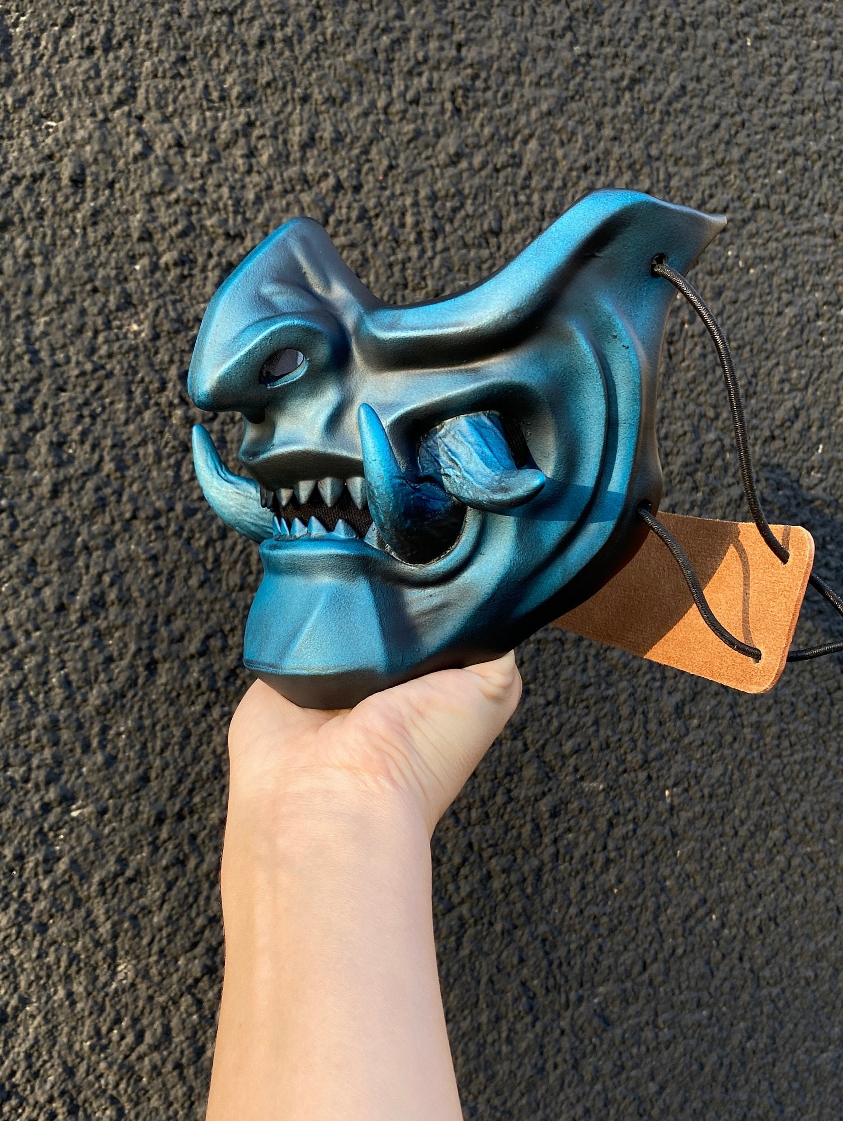 Samurai Half Mask Wearable Mempo Mask Japanese Blue Samurai - Etsy