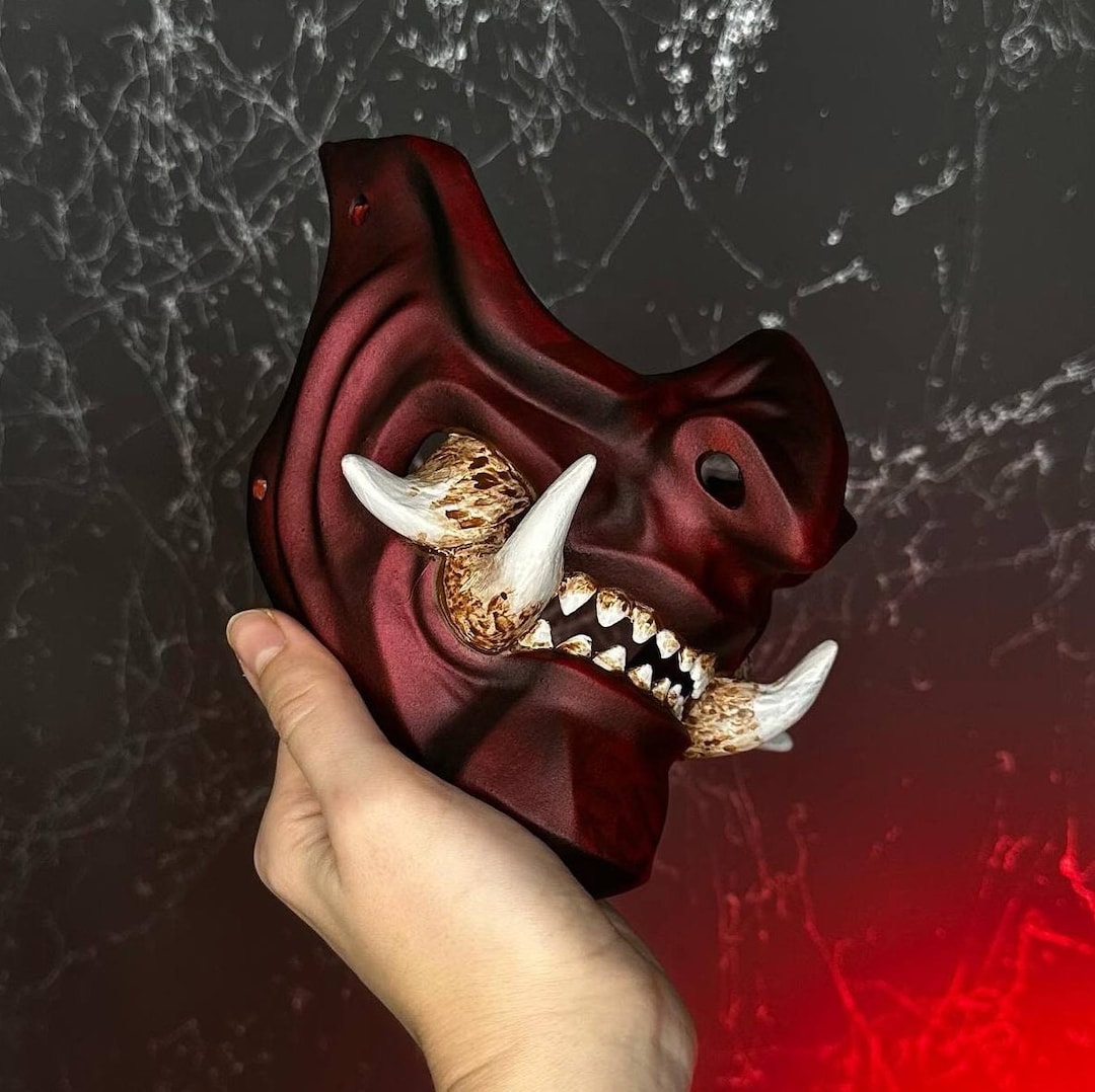 Japanese Oni Half Mask Wearable: Samurai Mask, Cosplay Armour - Etsy
