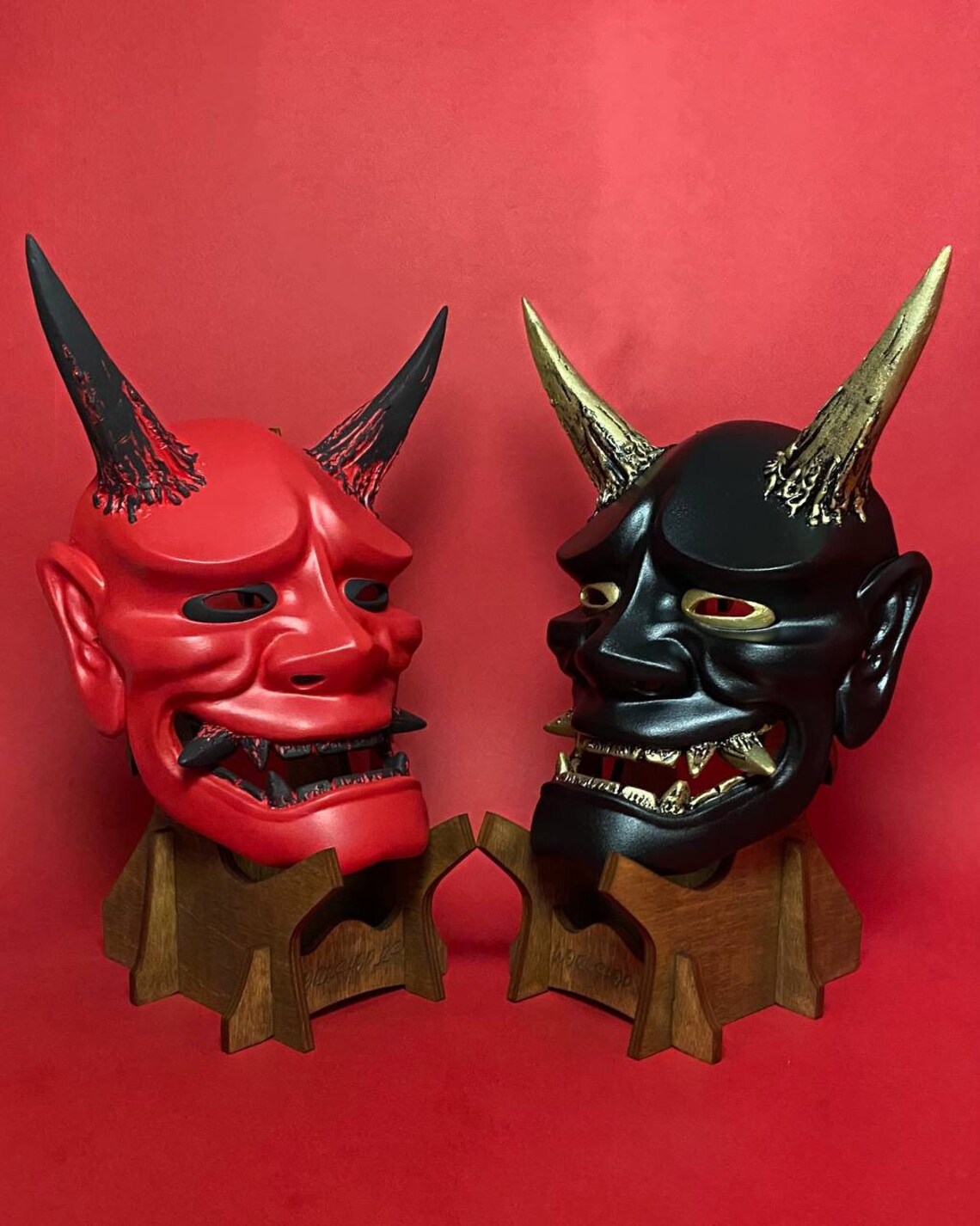 Japanese Hannya Mask Black and Gold Traditional Samurai Mask - Etsy