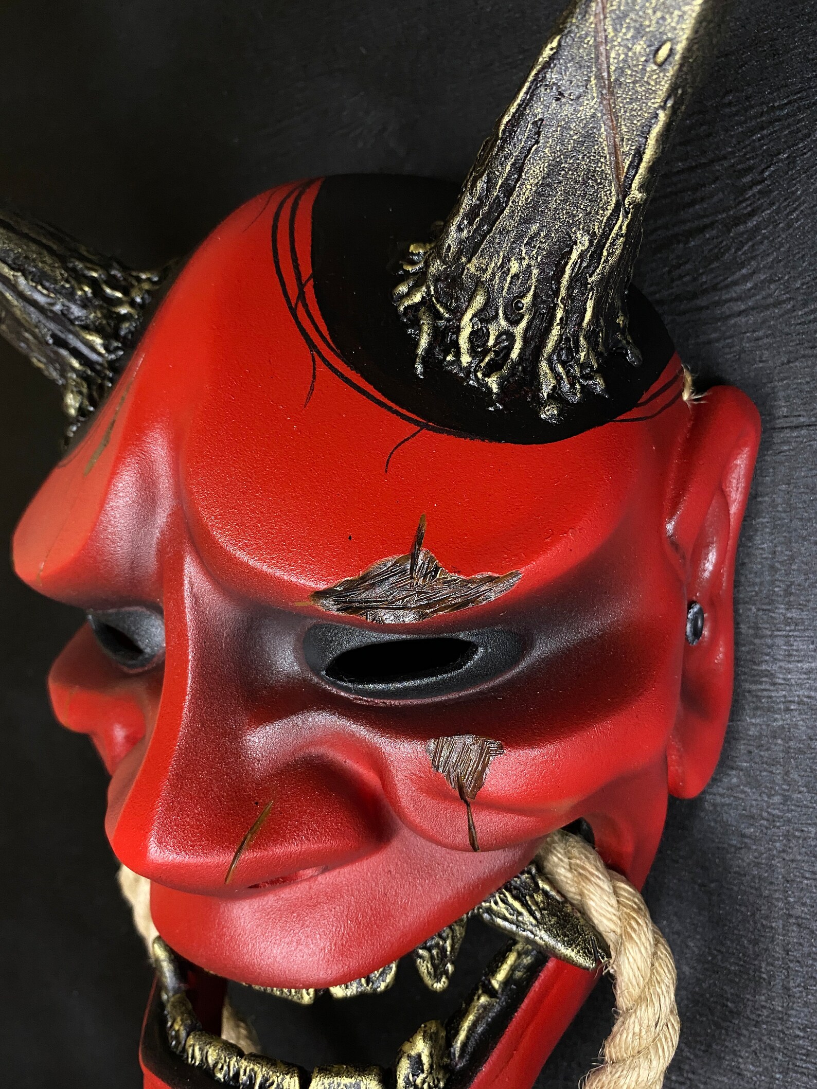 Damaged Red Hannya Mask Wall Decor Japanese Wall Mask - Etsy