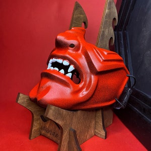 Samurai Mask, Red Oni Mask, Japanese Menpo Mask, Red Half Face Mask ...