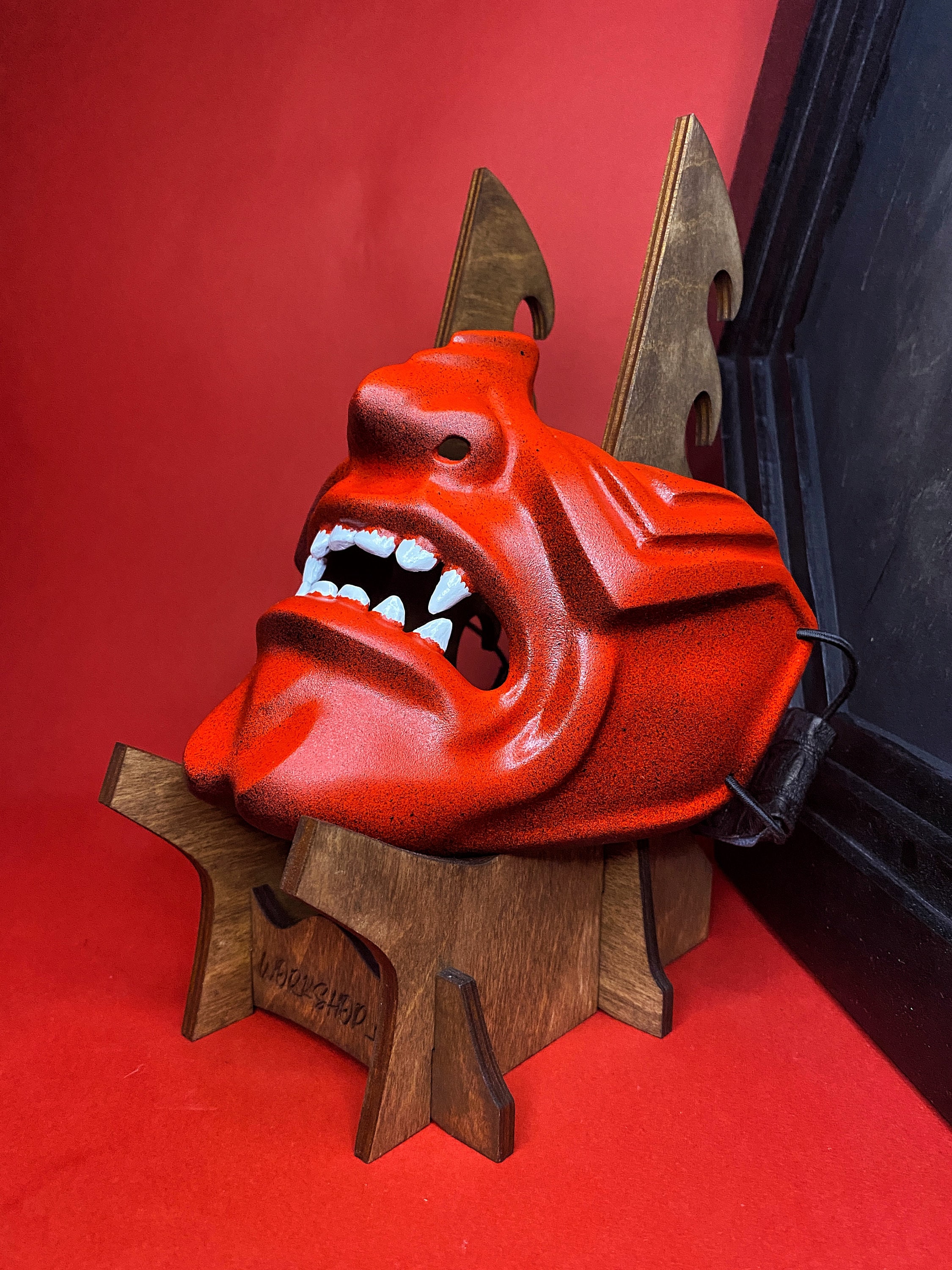 Samurai Half Mask Red Mempo Mask Japanese Menpo Mask Red - Etsy