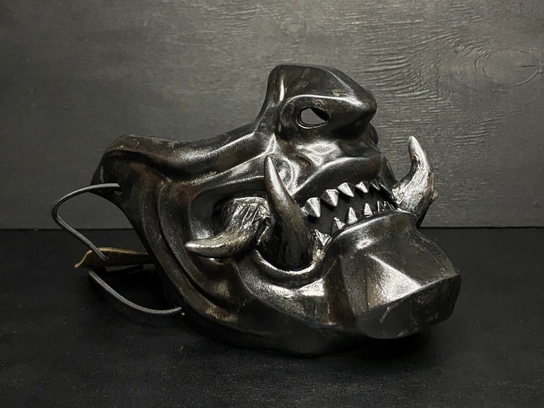 Oni Half Face Wearable Mempo Mask Japanese Samurai Cosplay - Etsy