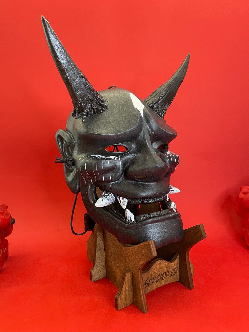 Black Hannya Mask Crying Demon Mask Wearable Oni Mask Grey - Etsy