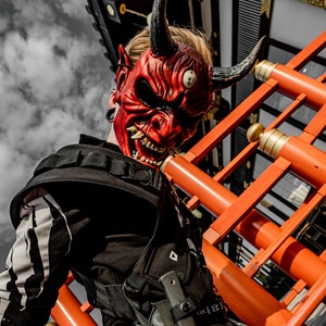 Japanese Oni Mask DBD – Red Devil Cosplay With Horns - Etsy