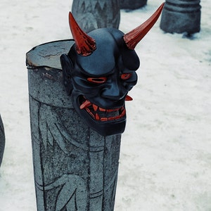 Japanese Hannya Mask, Black and Gold Traditional Samurai Mask, MADE to ...