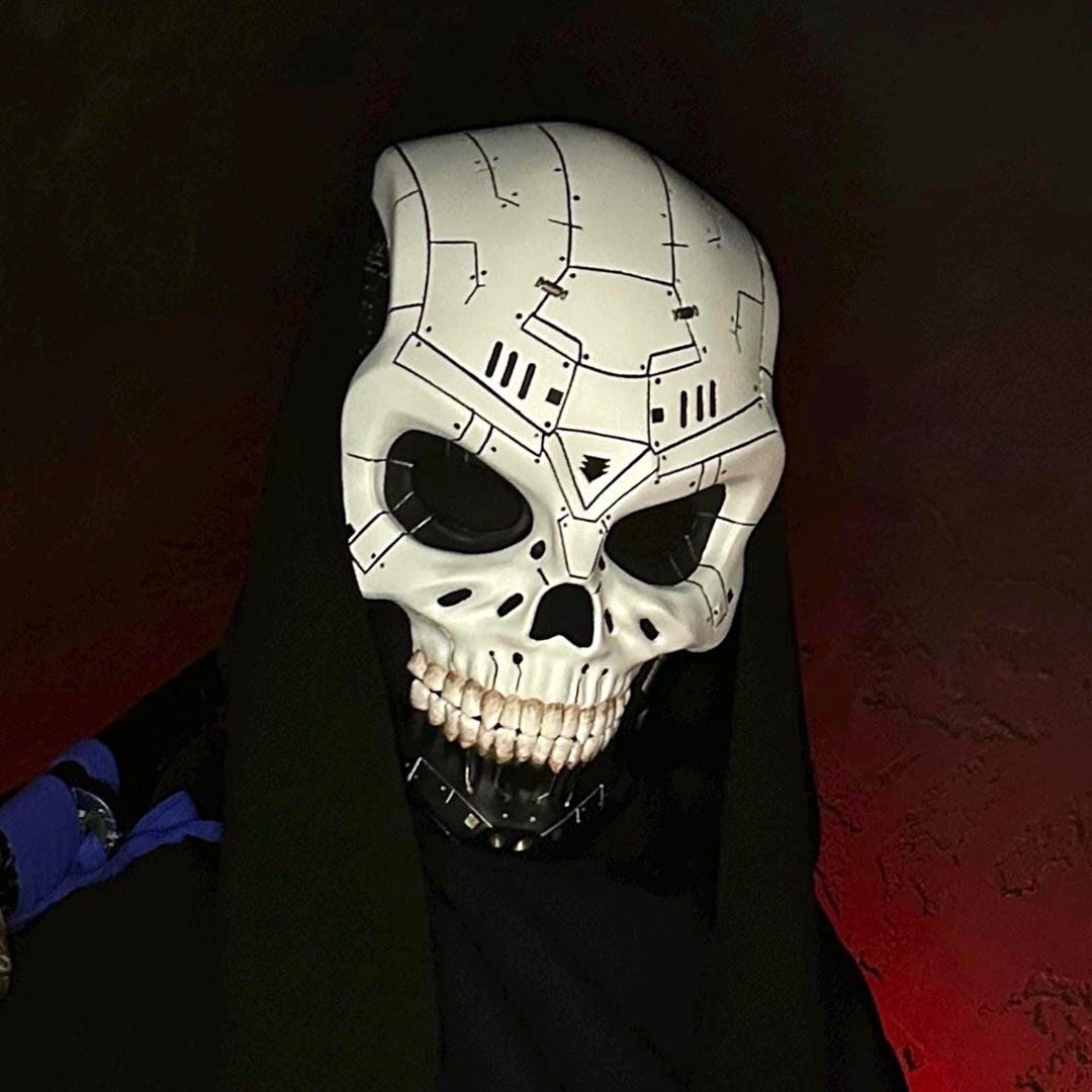 Cyberpunk Skull Mask - White and Black, Cyberpunk Helmet, Skull Helmet ...