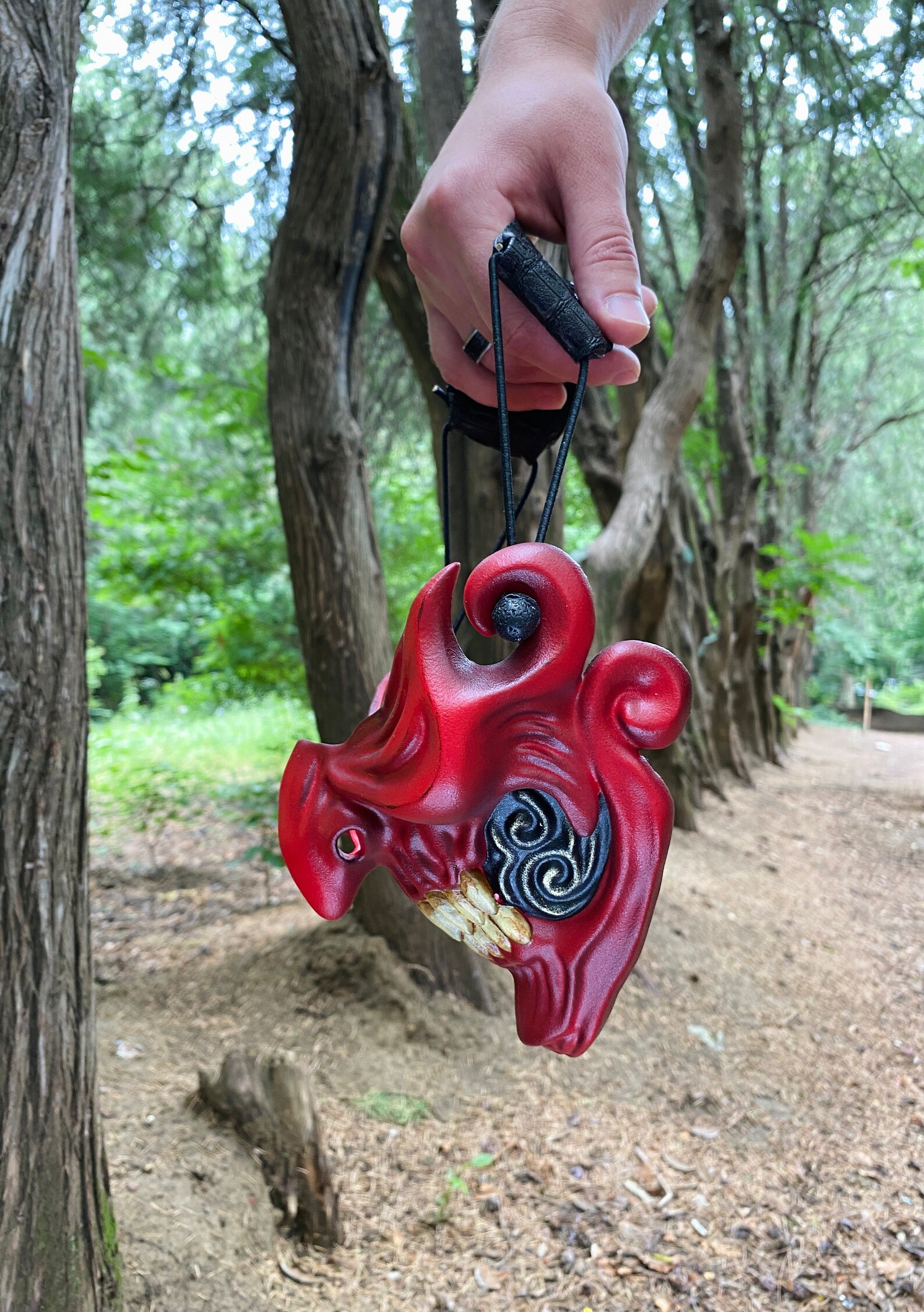 Oni Half Mask Red Samurai Mask Japanese Mempo Mask Half - Etsy