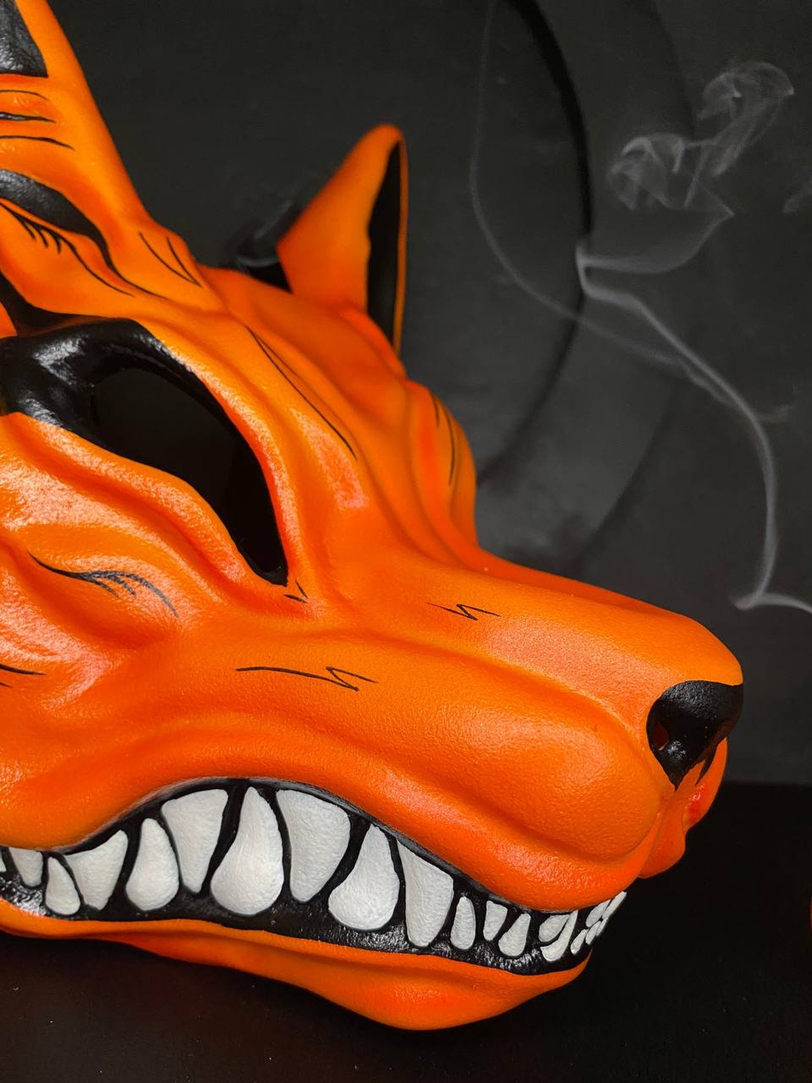 Kitsune Mask, Orange Japanese Fox Mask, the Nine Tail Fox, Anime Mask ...