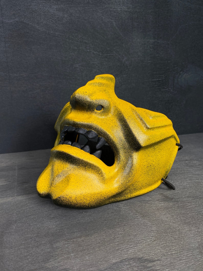 Mempo Mask, Yellow Oni Mask Japanese Menpo Mask, Samurai Mask Cosplay ...