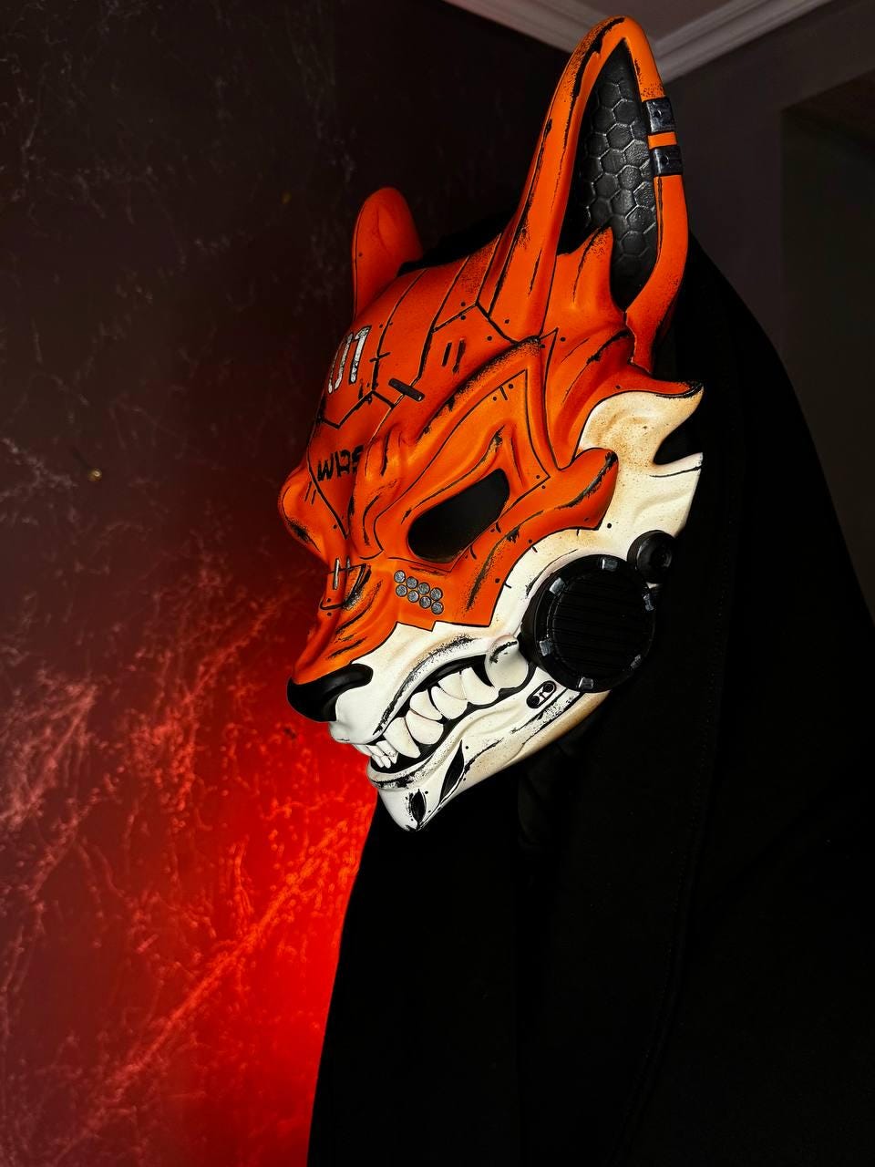 Cyberpunk Mask Kitsune Cyber Mask Wearable for Cosplay or Halloween ...