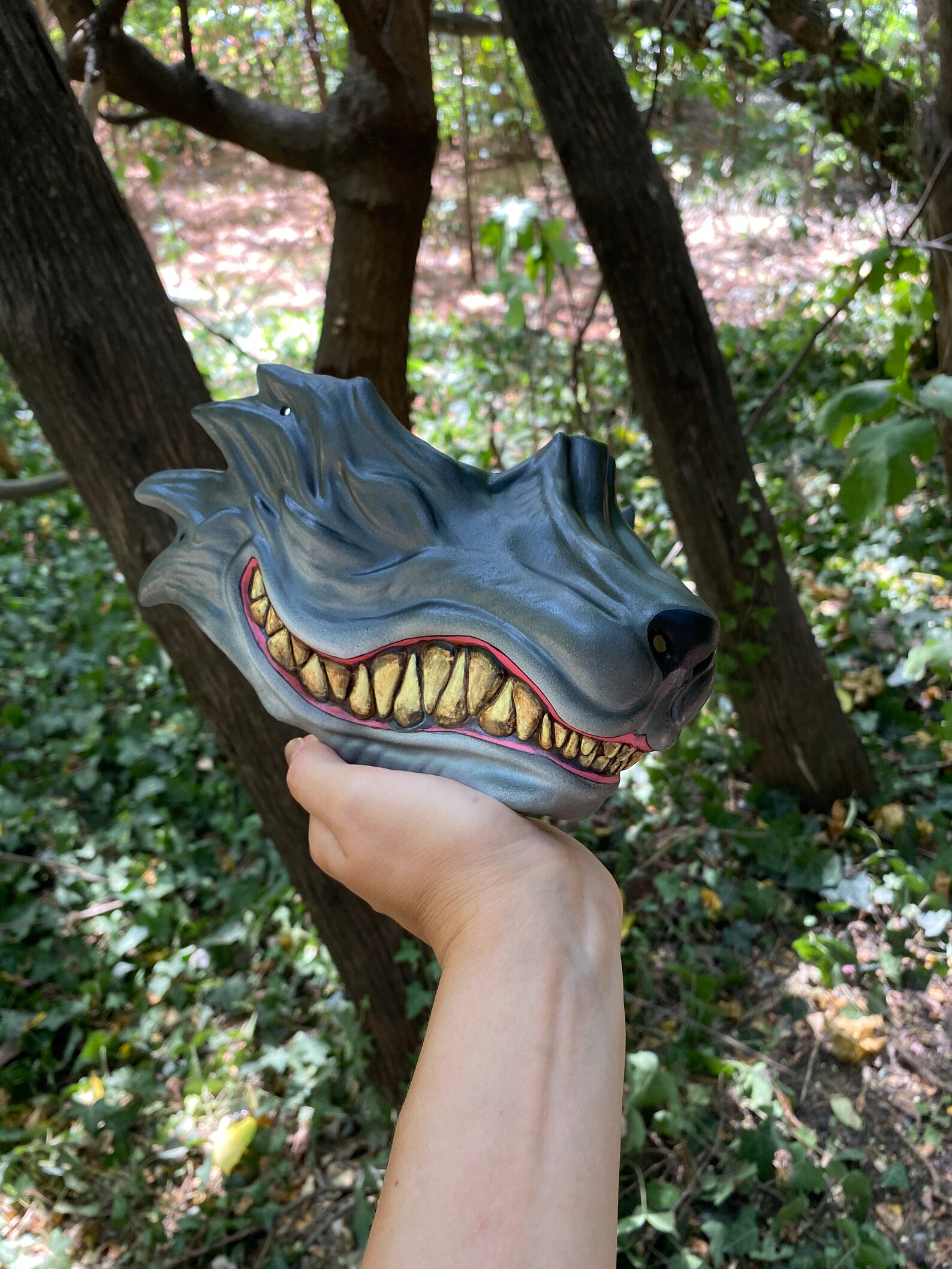 Grey Wolf Half Mask Kitsune Half Face Mask Japanese Wolf - Etsy