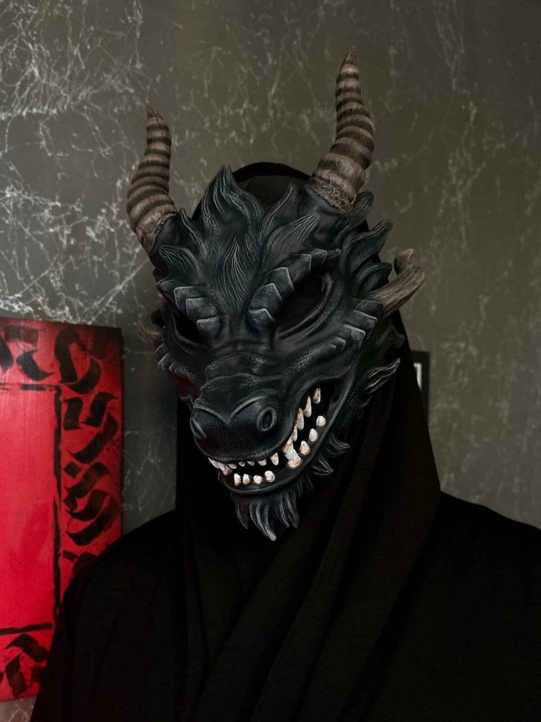 Black Dragon Mask: Comfortable to Wear for Cosplay, Halloween Costume ...