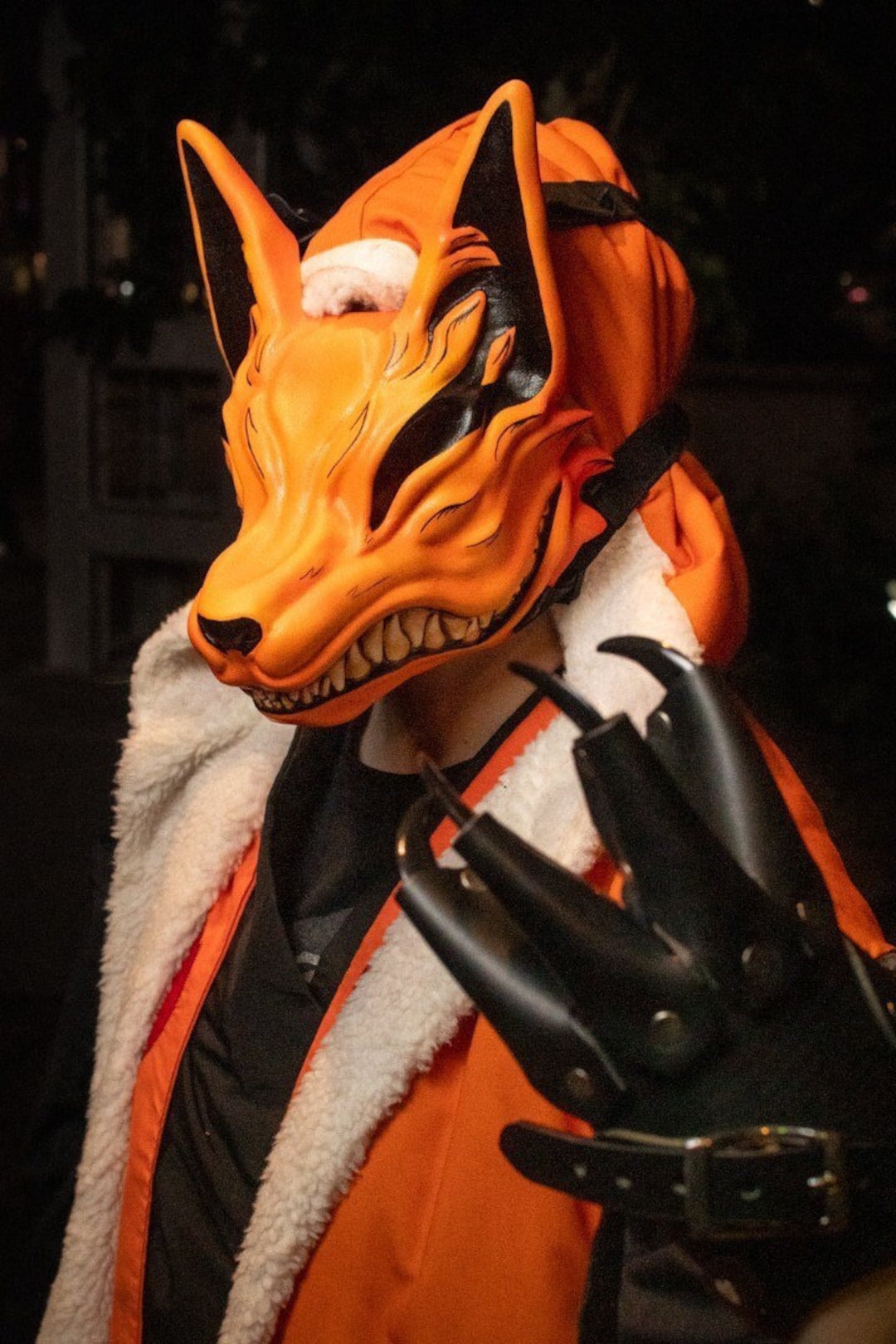 Japanese Kitsune Mask, Orange Japanese Fox Mask Anime, the Nine Tail ...