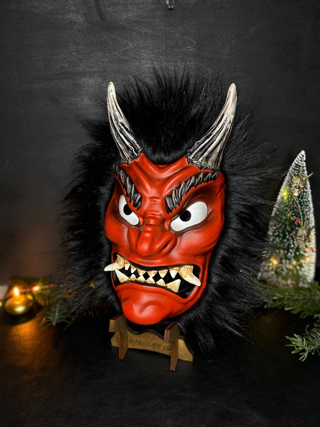Namahage Mask With Hair, Japanese Oni Mask, Japanese Ogre Demon Mask With Fur, Traditional ...