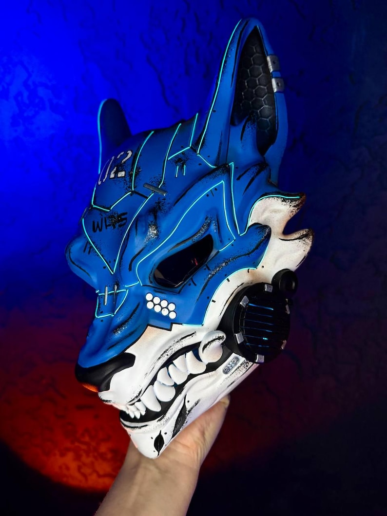 Cyberpunk Kitsune Mask: Techwear Cosplay Helmet, Cyber Mask Fox - Etsy