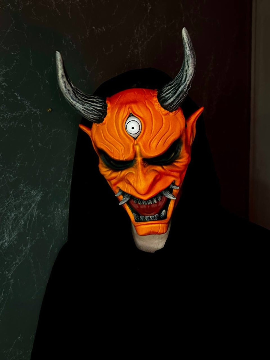 DBD Oni Mask Orange Wearable, Japanese Demon Oni Mask, Dark Hannya Mask ...