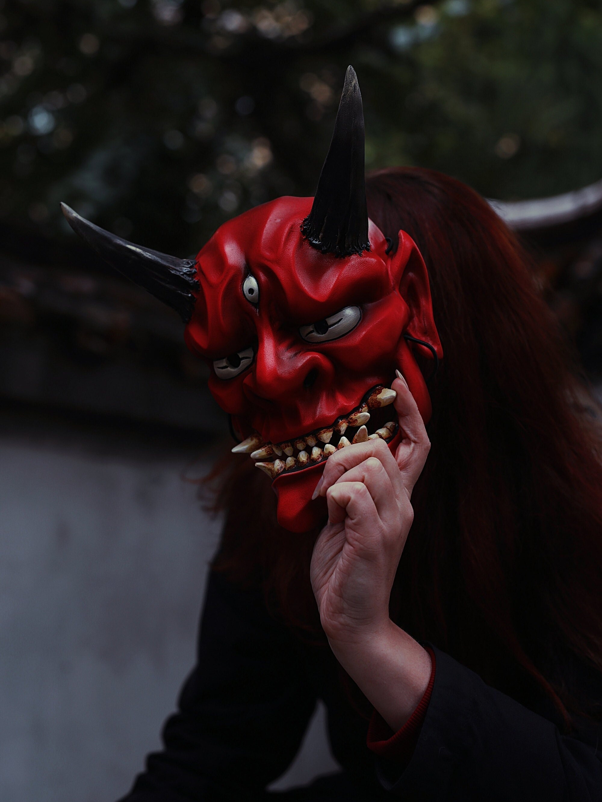 Japanese Red Oni Mask Samurai Mask Wall Hannya Mask Oni - Etsy