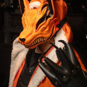 Kitsune Mask, Orange Japanese Fox Mask, the Nine Tail Fox, Anime Mask ...