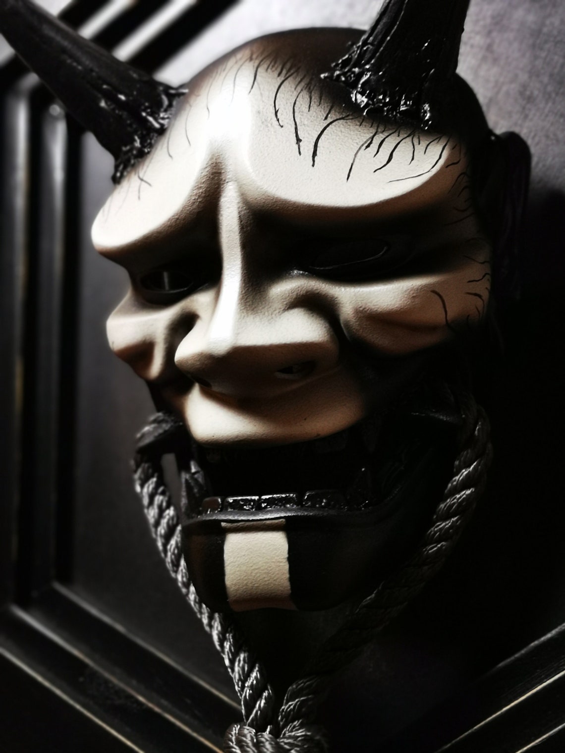Japanese Hannya Mask: Black&white Made to ORDER Samurai - Etsy