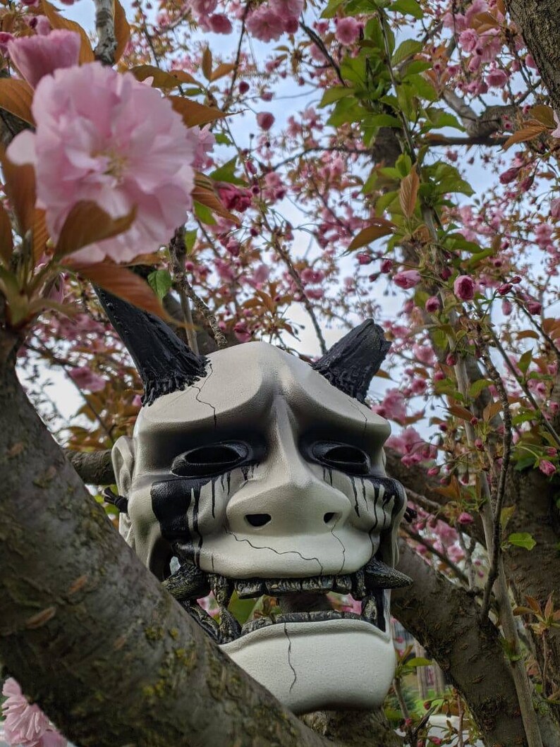 Japanese Hannya Mask: Crying Hannya White Anf Black Samurai - Etsy
