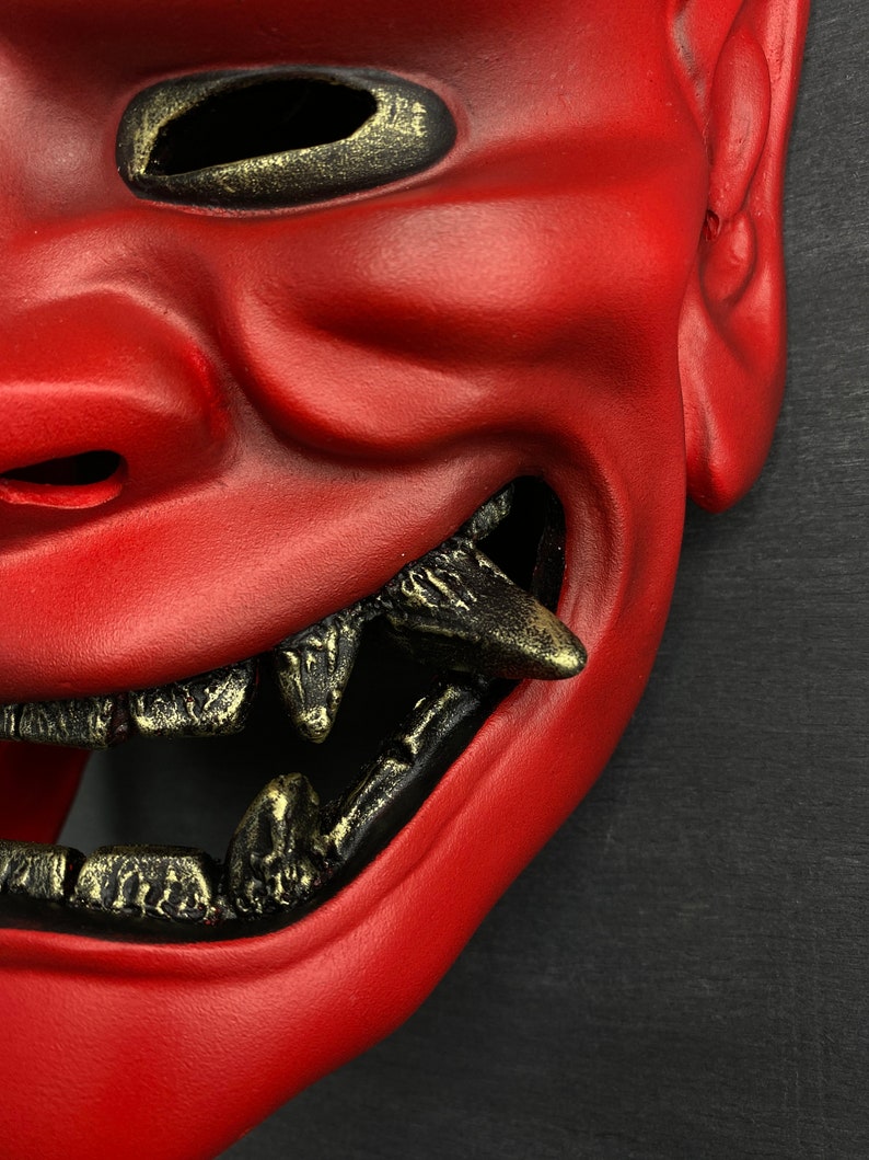 Traditional Japanese Hannya Mask Red and Gold Samurai Mask - Etsy