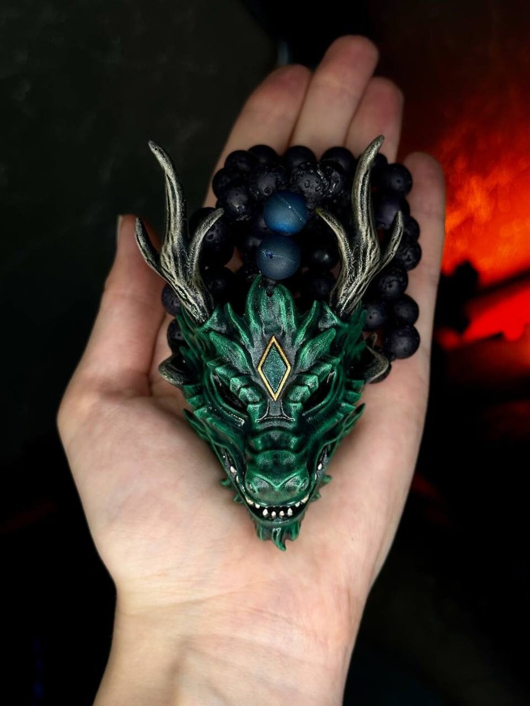 Japanese Dragon Necklace Pendant, Mini Dragon Mask, Smaug Mask ...