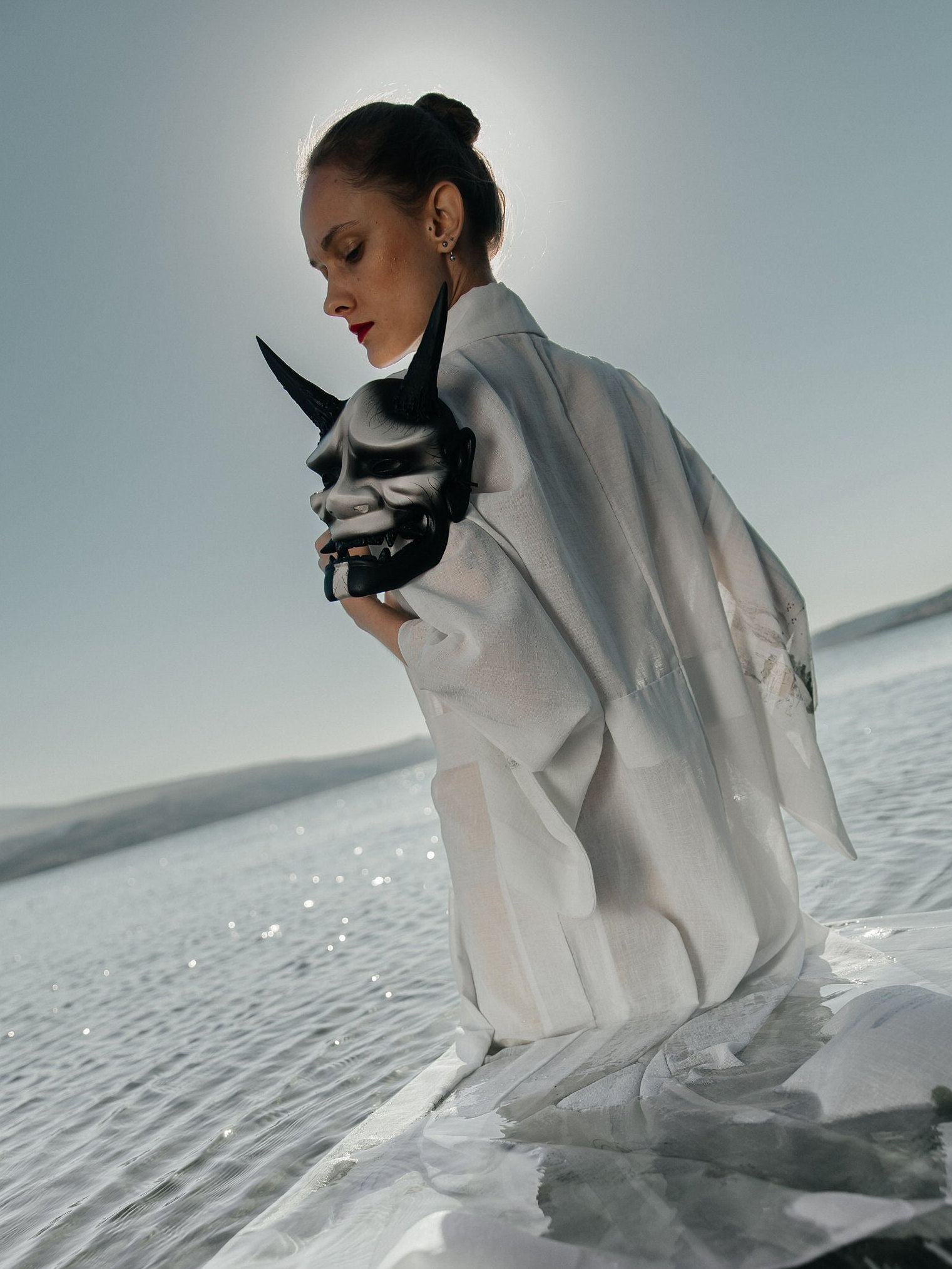 Japanese Hannya Mask White and Black Demon Mask Made to - Etsy