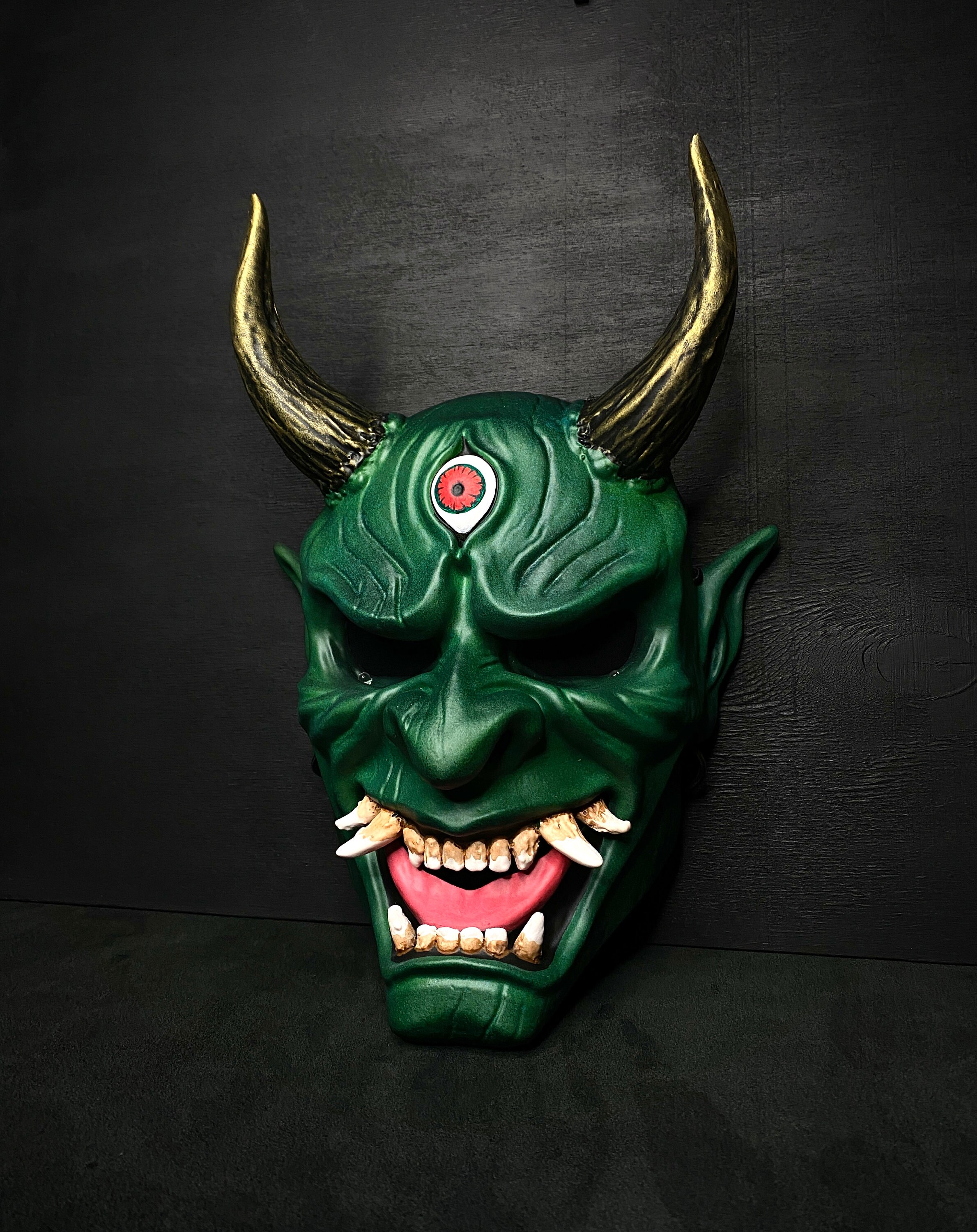Japanese Oni Mask Wearable: Green and Red Demon Mask Green - Etsy