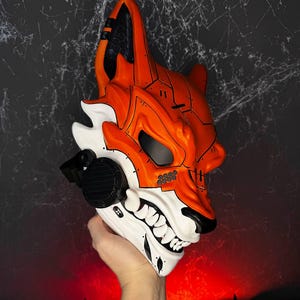 Cyberpunk Mask Kitsune Cyber Mask Wearable for Cosplay or Halloween ...