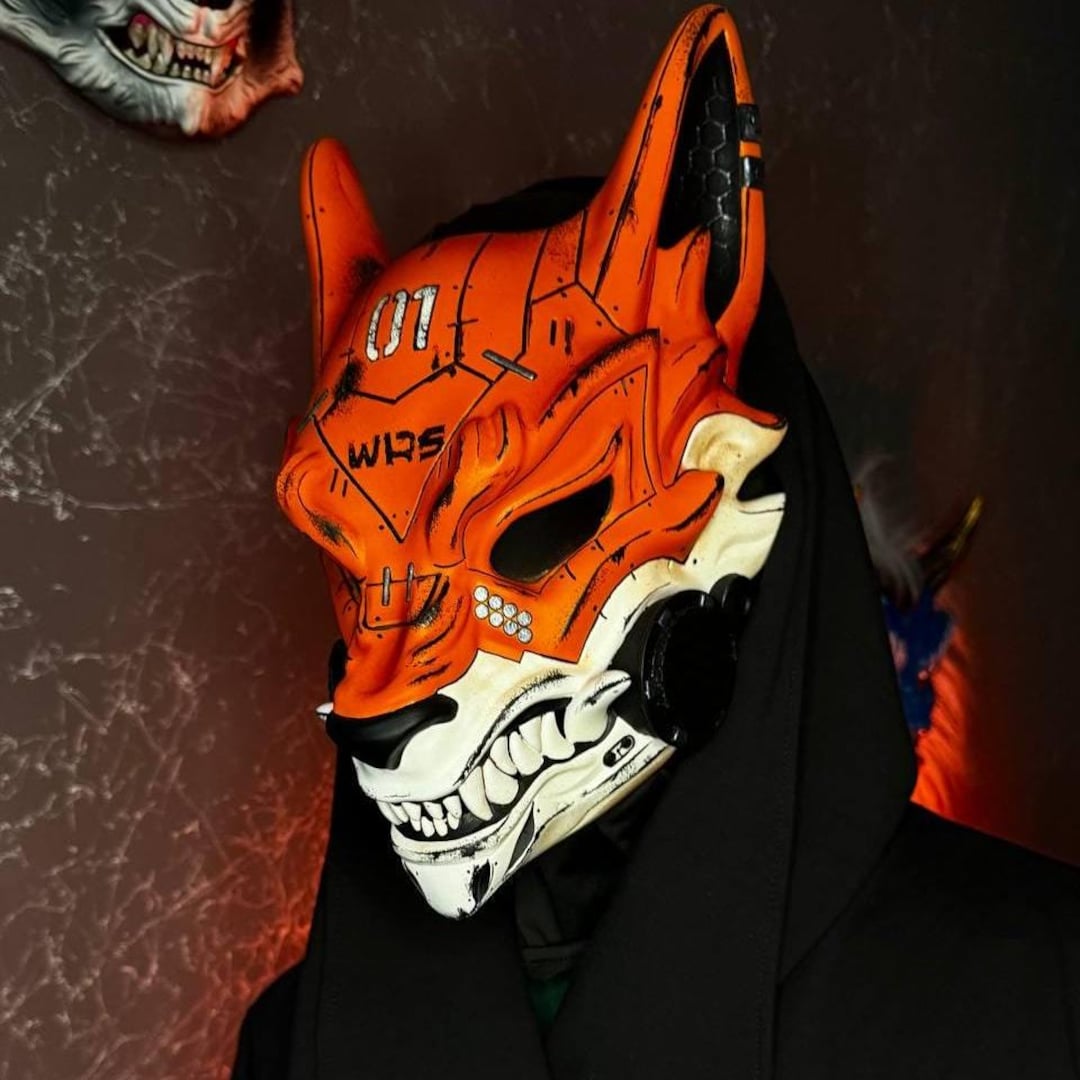 Cyberpunk Mask Kitsune Wearable, Cyber Mask, Cyberpunk 2077 Cosplay ...