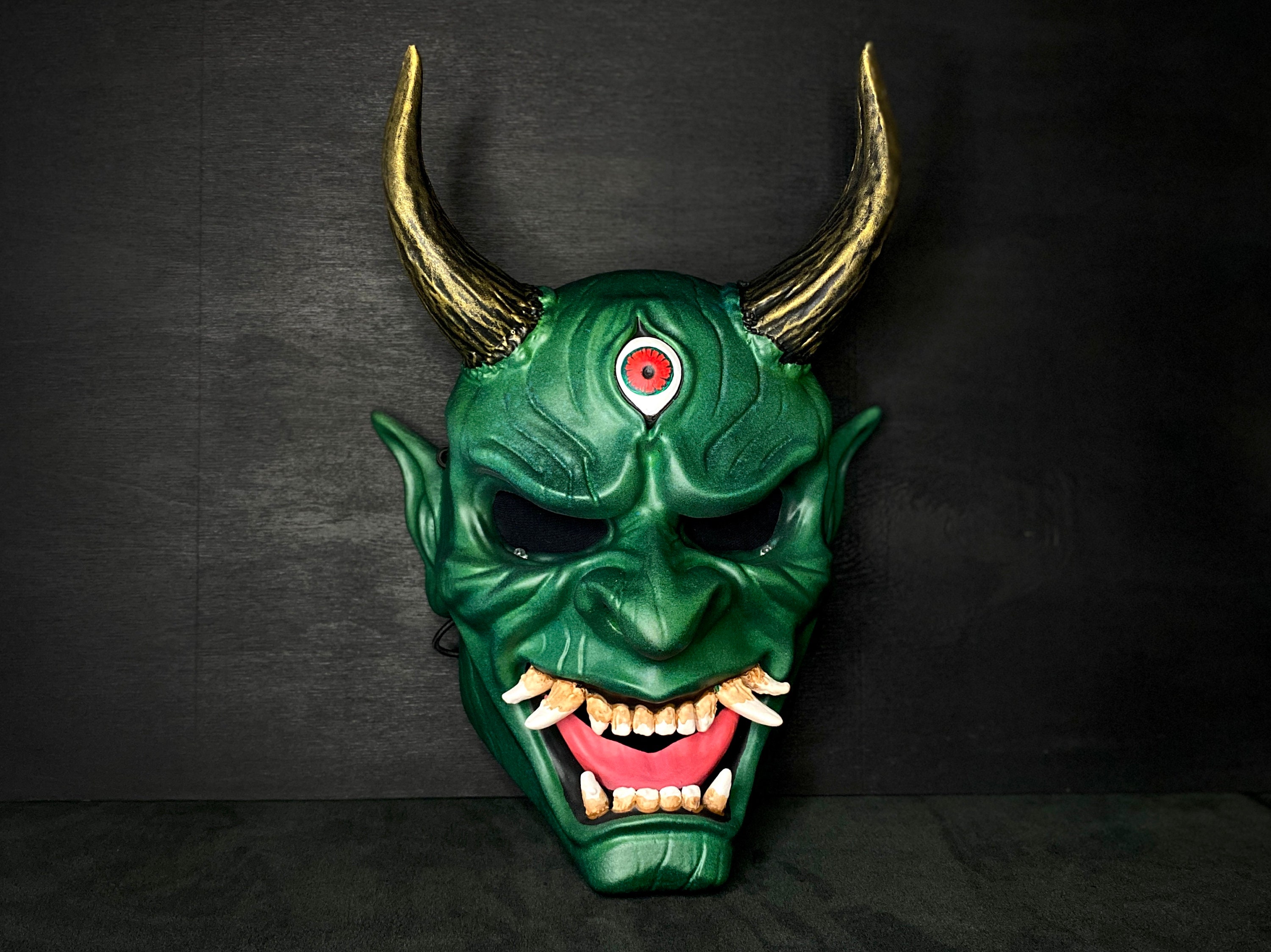 Japanese Oni Mask Wearable: Green and Red Demon Mask Green - Etsy