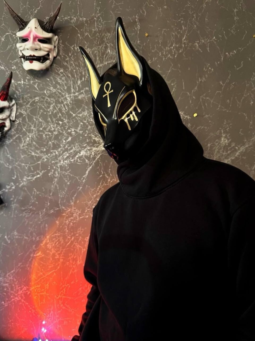 Anubis Mask: Black & Gold Egyptian Jackal Costume for Cosplay, Hallowen ...