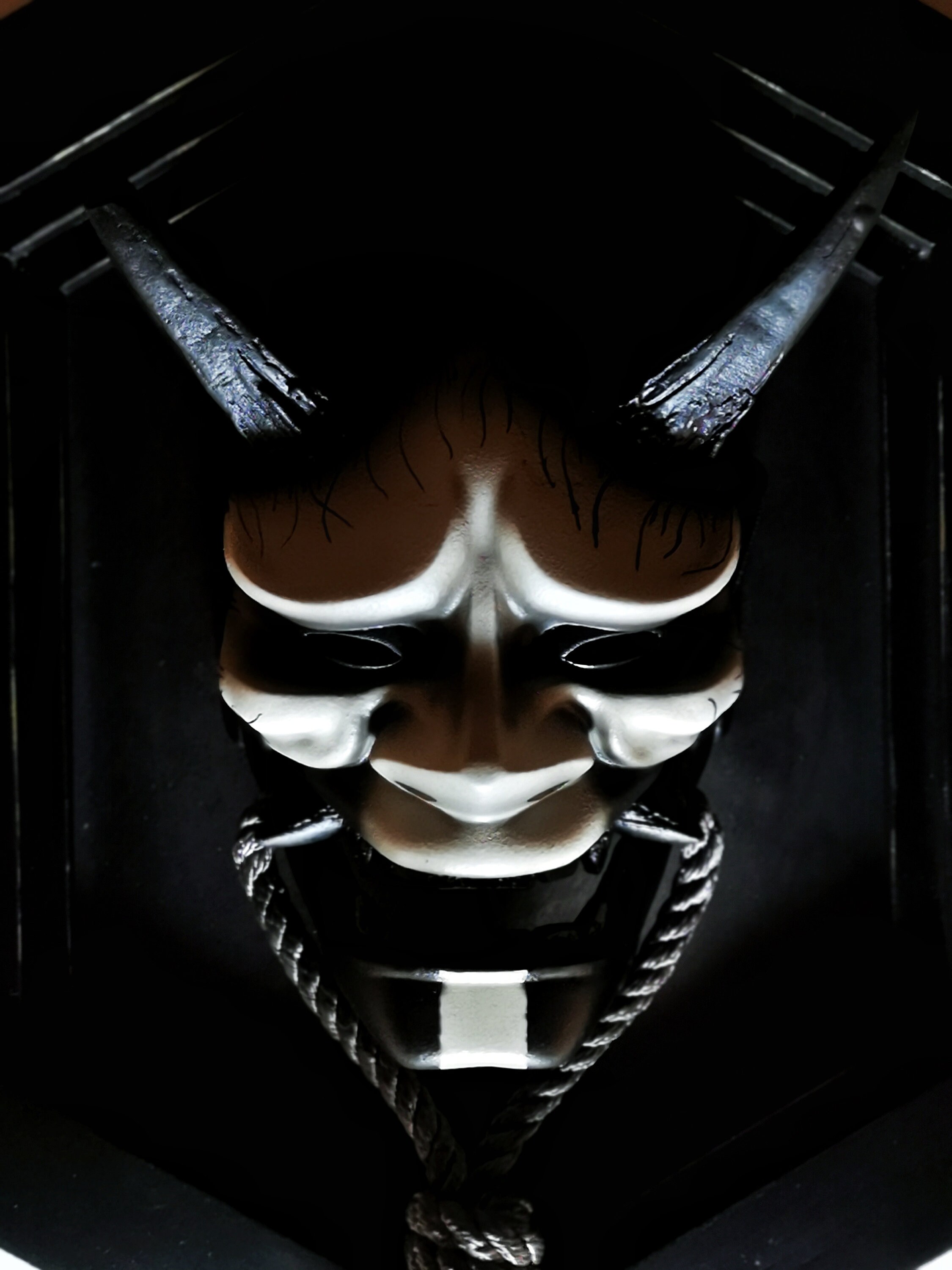 Japanese Hannya Mask White and Black Demon Mask Made to - Etsy
