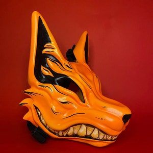 Japanese Kitsune Mask, Orange Japanese Fox Mask Anime, the Nine Tail ...