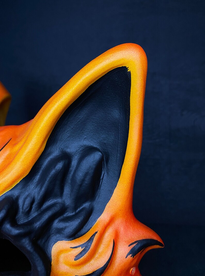 Kitsune Half Mask Japanese Fox Half Mask Orange Fox Mask - Etsy