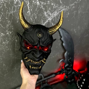 Japanese Oni Mask DBD Black and Gold Wearable, Wall Decor Oni Mask With ...