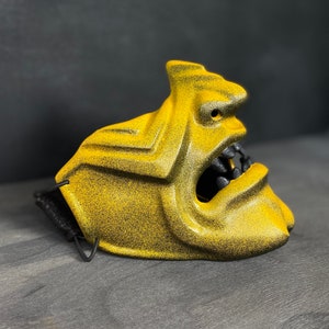Mempo Mask, Yellow Oni Mask Japanese Menpo Mask, Samurai Mask Cosplay ...